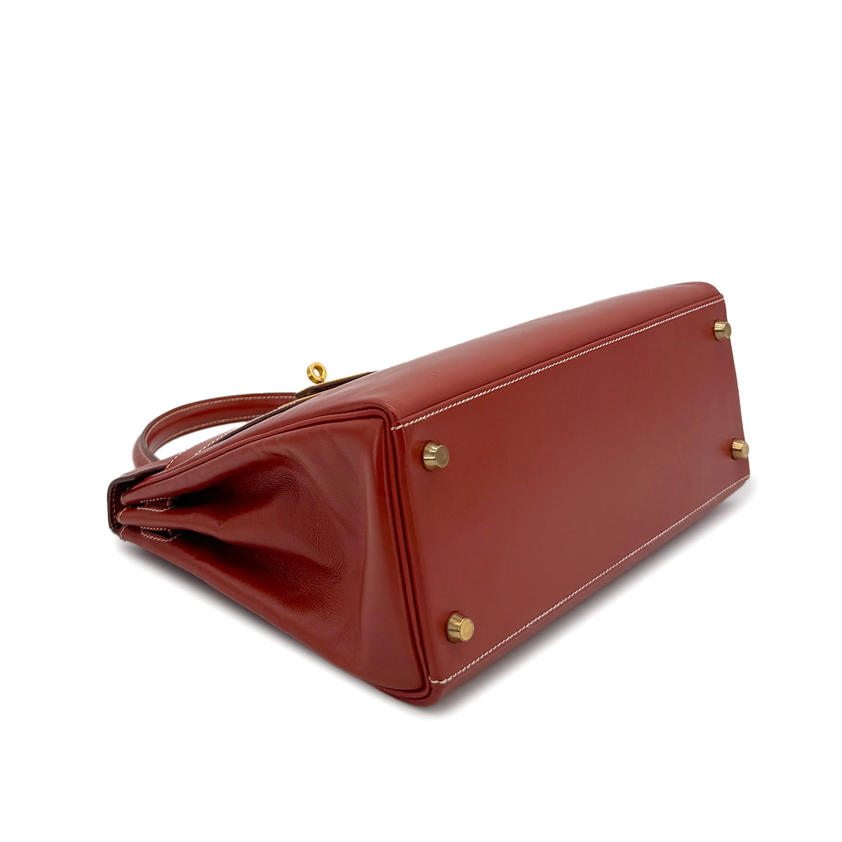 HERMES KELLY 28 RETOURNE BRICK BOX CALF HAND SHOULDER BAG 〇X GHW 90304 ...